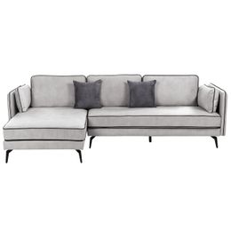 Beliani 3-SITZER-ECKSOFA Samtstoff Hellgrau Altan