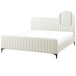 Beliani POLSTERBETT mit Lattenrost 180x200 cm Wei&szlig; Lunan