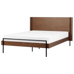 Beliani BETT mit Lattenrost 140x200 cm Dunkler Holzfarbton Libermont