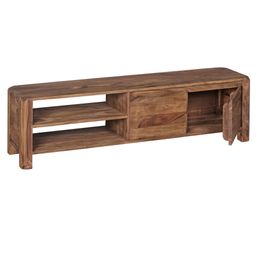 KADIMA DESIGN TV-LOWBOARD Massivholz, 4 F&uuml;&szlig;e, viel Stauraum, Braun 140x35x40 cm