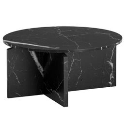 KADIMA DESIGN COUCHTISCH rund in Stein-Optik &ndash; modernes Design in Gro&szlig;format, Schwarz 70x70x33 cm