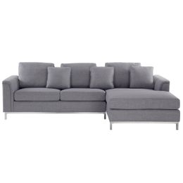 Beliani 4-SITZER-ECKSOFA Polyester Grau rechtsseitig Oslo