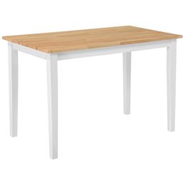 Beliani ESSTISCH 114/68/75 cm Wei&szlig;, Hellbraun Rechteckig Georgia