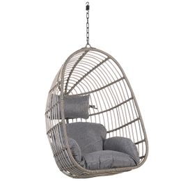 Beliani H&Auml;NGESESSEL PE Rattan grau mit Sitzkissen Casoli