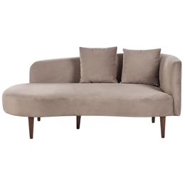 Beliani CHAISELONGUE Samtstoff taupe rechtsseitig Chaumont