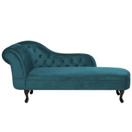 Beliani CHAISELONGUE Samtstoff smaragdgr&uuml;n linksseitig Nimes