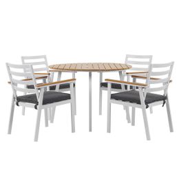 Beliani GARTENM&Ouml;BEL SET 4-Sitzer Aluminium wei&szlig; Auflagen grau Cavoli