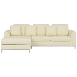 Beliani ECKSOFA Leder Beige linksseitig Oslo