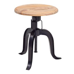 KADIMA DESIGN DREHHOCKER &ndash; Akazie Massivholz/Eisen, h&ouml;henverstellbar, Industrial-Stil