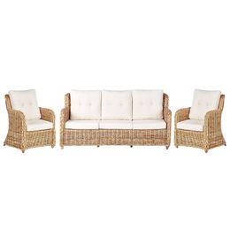 Beliani LOUNGE-SET Rattan Nat&uuml;rlich Alessano