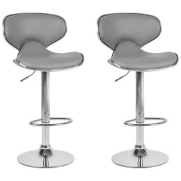 Beliani BARHOCKER 2er-Set Kunstleder Grau Conway