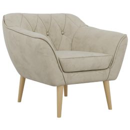 SESSEL PIRS - Beige Velvet - Holzbeine