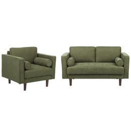 Beliani 2-SITZER-SOFA Set mit Sessel dunkelgr&uuml;n Nurmo