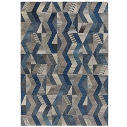KADIMA DESIGN TEPPICH aus Wolle ESK in Blau, geometrisch, 120 x 170 cm