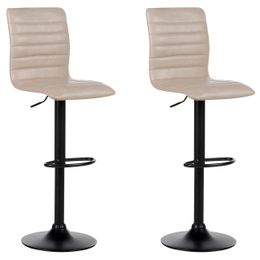 Beliani BARHOCKER 2er-Set Kunstleder hellbeige/schwarz h&ouml;henverstellbar Lucerne