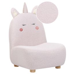 Beliani KINDERSESSEL Teddy-Optik pastellrosa Tierform Einhorn Lulea