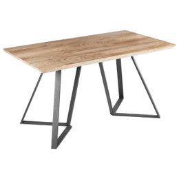 Beliani ESSTISCH 140/80/76 cm Hellbraun, Schwarz Rechteckig Upton