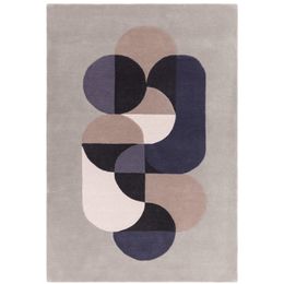 KADIMA DESIGN WOLLTEPPICH handgewebt HULL-Beverley, geometrisch, Hellgrau, 160 x 230 cm