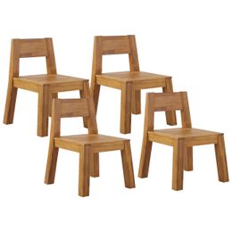 Beliani GARTENSTUHL 4er-Set Akazienholz hellbraun Livorno