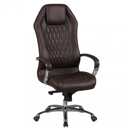 KADIMA DESIGN CHEFSESSEL Echtleder mit Multiblockwippmechanik, Lendenwirbelst&uuml;tze und Aluminiumfu&szlig;kreuz MILANO, Braun 70x67x136 cm