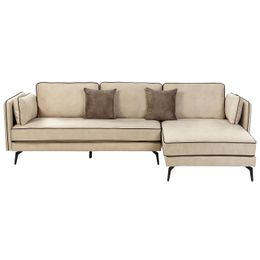 Beliani 3-SITZER-ECKSOFA Samtstoff Beige Altan