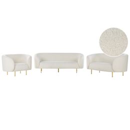 Beliani 6-SITZER SOFA SET Boucl&eacute; Wei&szlig; Loen