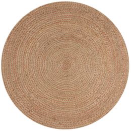 KADIMA DESIGN JUTETEPPICH handgewebt EDEN, einfarbig, Braun-Rosa, &Oslash; 180 cm