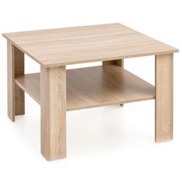 KADIMA DESIGN COUCHTISCH NIDDA aus Sonoma Eiche, kratzfest und Ablagefl&auml;che, Beige 60x60x42 cm