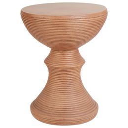 Beliani BEISTELLTISCH Beton heller Holzfarbton rund 40 cm Caldaro
