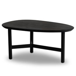KADIMA DESIGN COUCHTISCH Mango Massivholz in Schwarz, Nierenform, 86x50x37 cm