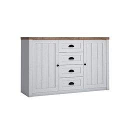 SIDEBOARD L&eacute;andre Wei&szlig; und Holz