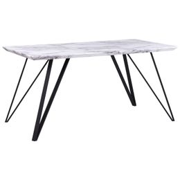 Beliani ESSTISCH 150/80/75 cm Wei&szlig; schwarz Rechteckig Molden