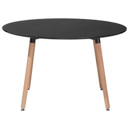 Beliani ESSTISCH 120/120/74 cm Schwarz, Hellbraun Rund Bovio