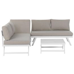 Beliani LOUNGE SET 5-Sitzer modular wei&szlig; Auflagen taupe Coccorino