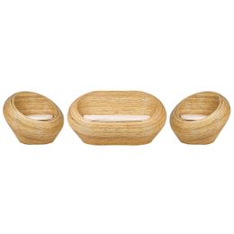 Beliani LOUNGE SET 3-teiling Rattan Nat&uuml;rlich Maiori