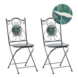 Beliani GARTENSTUHL 2er-Set Metall Schwarz Cozzana