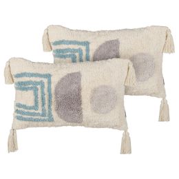 Beliani DEKOKISSEN 2er-Set Wei&szlig; 30/50 cm Cassiope