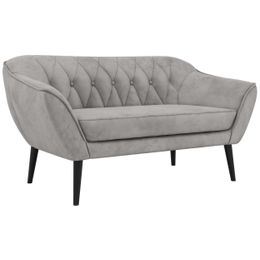 2-SITZER-SOFA PIRS - Hellgrau Velvet - Schwarze Beine