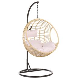 Beliani H&Auml;NGESESSEL mit Gestell PE Rattan nat&uuml;rlich 97 cm Aspio