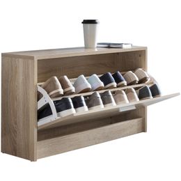 KADIMA DESIGN SCHUHKIPPER aus Holz in Beige mit Ablage und 1 Fach, 80x24x47 cm