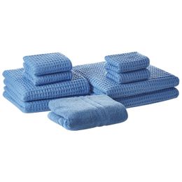 Beliani BADEHANDTUCH 9-teilig Blau Areora