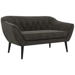 2-SITZER-SOFA PIRS - Dunkelgrau Velvet - Schwarze Beine
