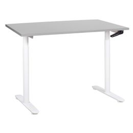 Beliani SCHREIBTISCH grauwei&szlig; 120/72 cm manuell h&ouml;henverstellbar Destin IV