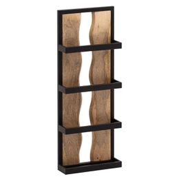 KADIMA DESIGN WANDREGAL Mango Massivholz Metall Industrial Stil 30x80x10 cm Rechteckig mit 4 Ablagen und Wellenmuster