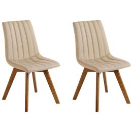 Beliani ESSZIMMERSTUHL 2er-Set Polsterbezug Beige Calgary