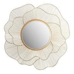 KADIMA DESIGN WANDSPIEGEL Rund Metall Gold 77 cm Bl&uuml;tenform