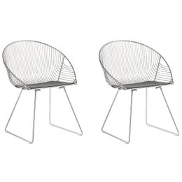 Beliani METALLSTUHL 2er-Set Polyester Silber Aurora