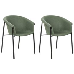 Beliani ESSZIMMERSTUHL 2er-Set Polyester Gr&uuml;n Ames