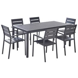 Beliani GARTENM&Ouml;BEL SET 6-Sitzer Aluminium schwarz Vernio
