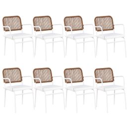 Beliani GARTENSTUHL 8er-Set Wei&szlig; Taceno